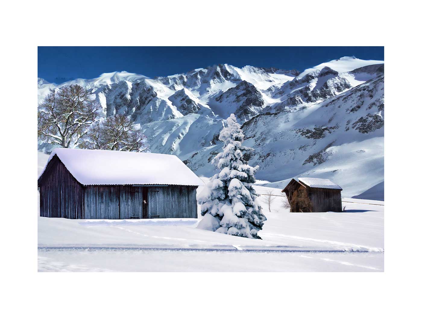 Snow House Painting Art Print.