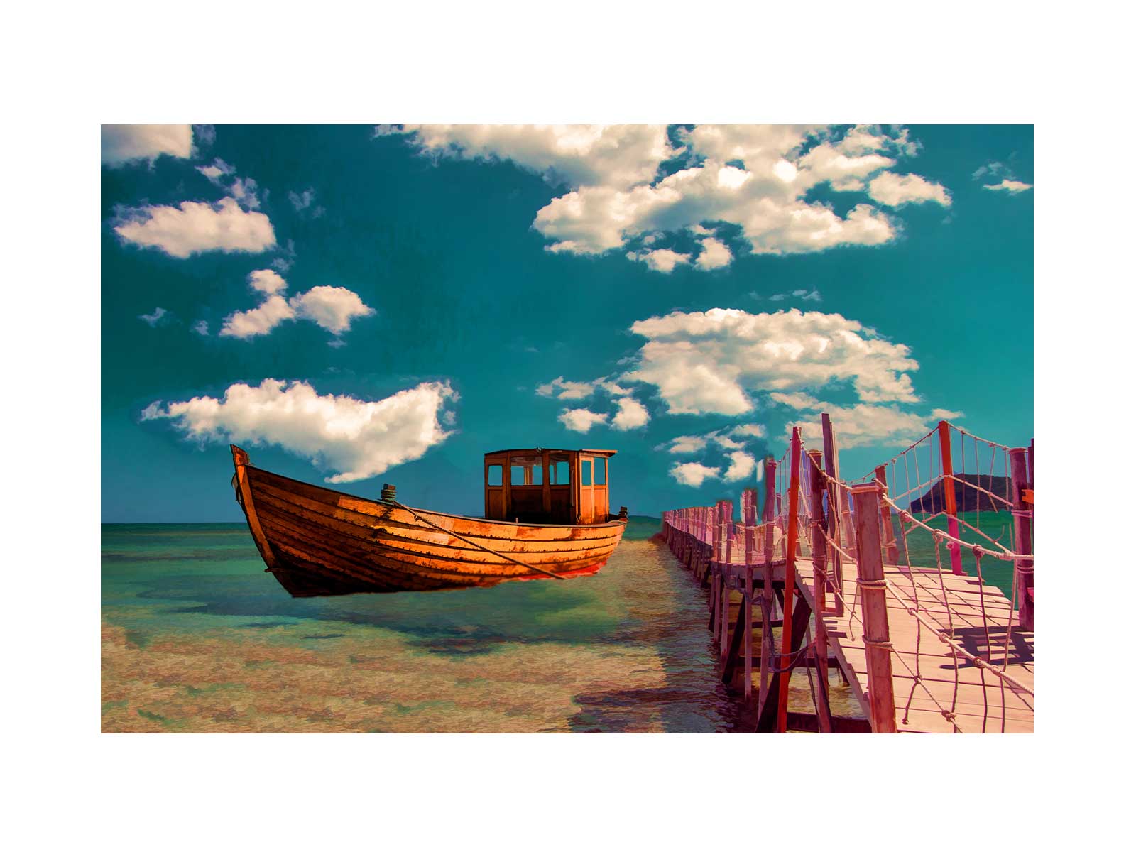 Boat Oil Painting Art Print.