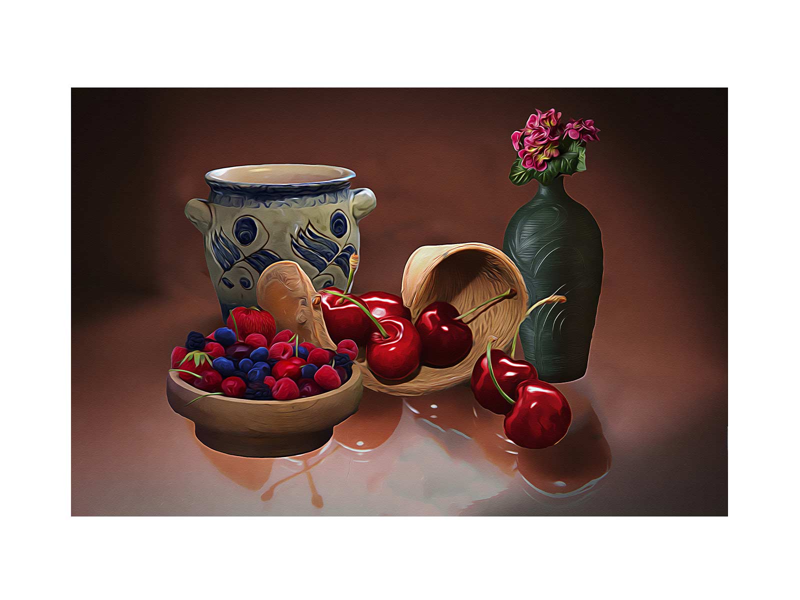 Cherry Still Life Painting Art Print.