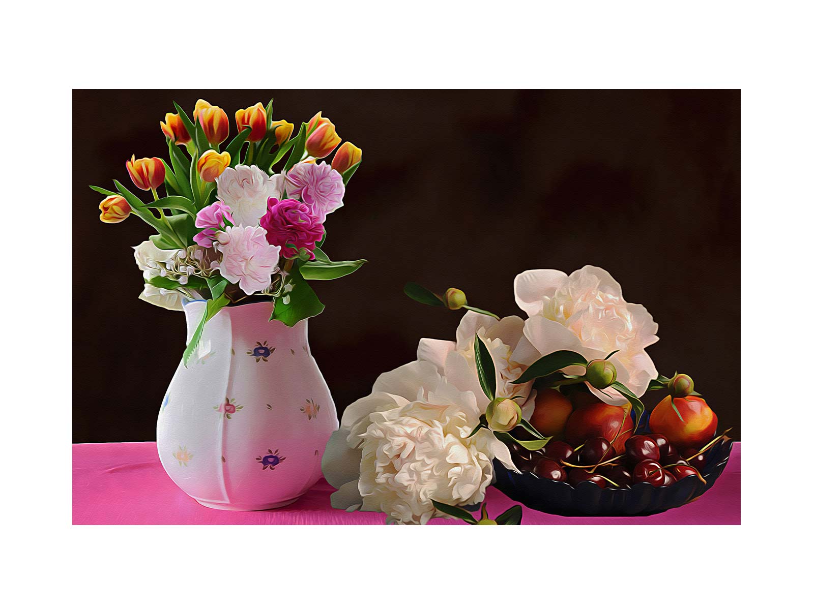 Flower Vase Still Life Painting Art Print.