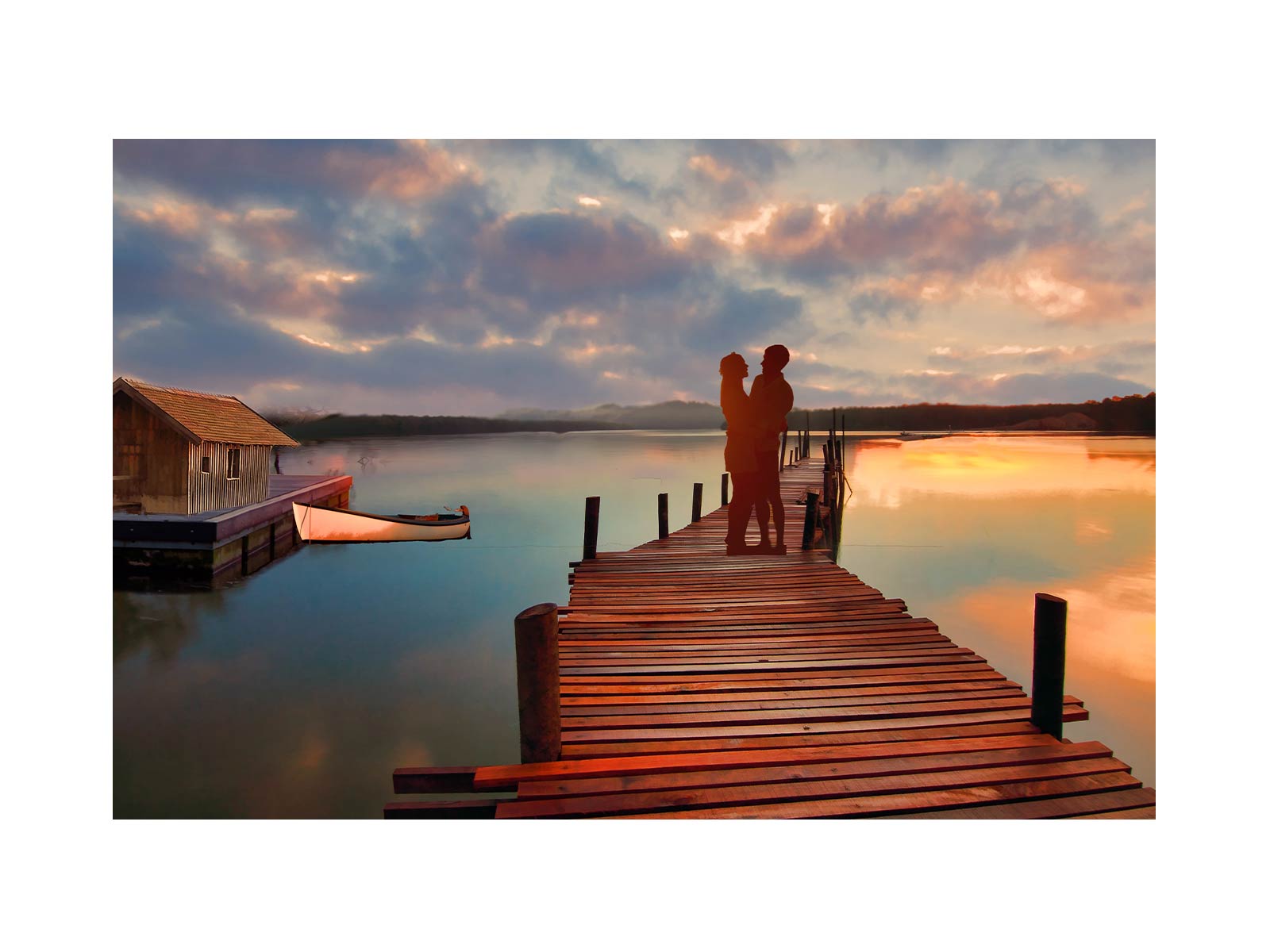 Couple Love on Jetty Painting Art Print.