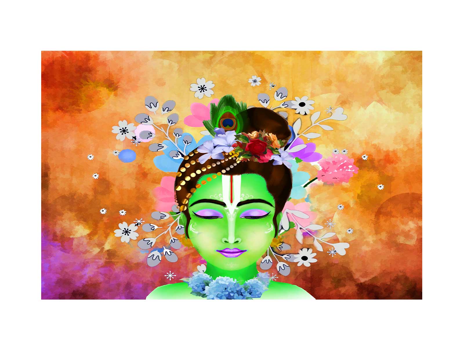 Green Krishna Painting Art Print.