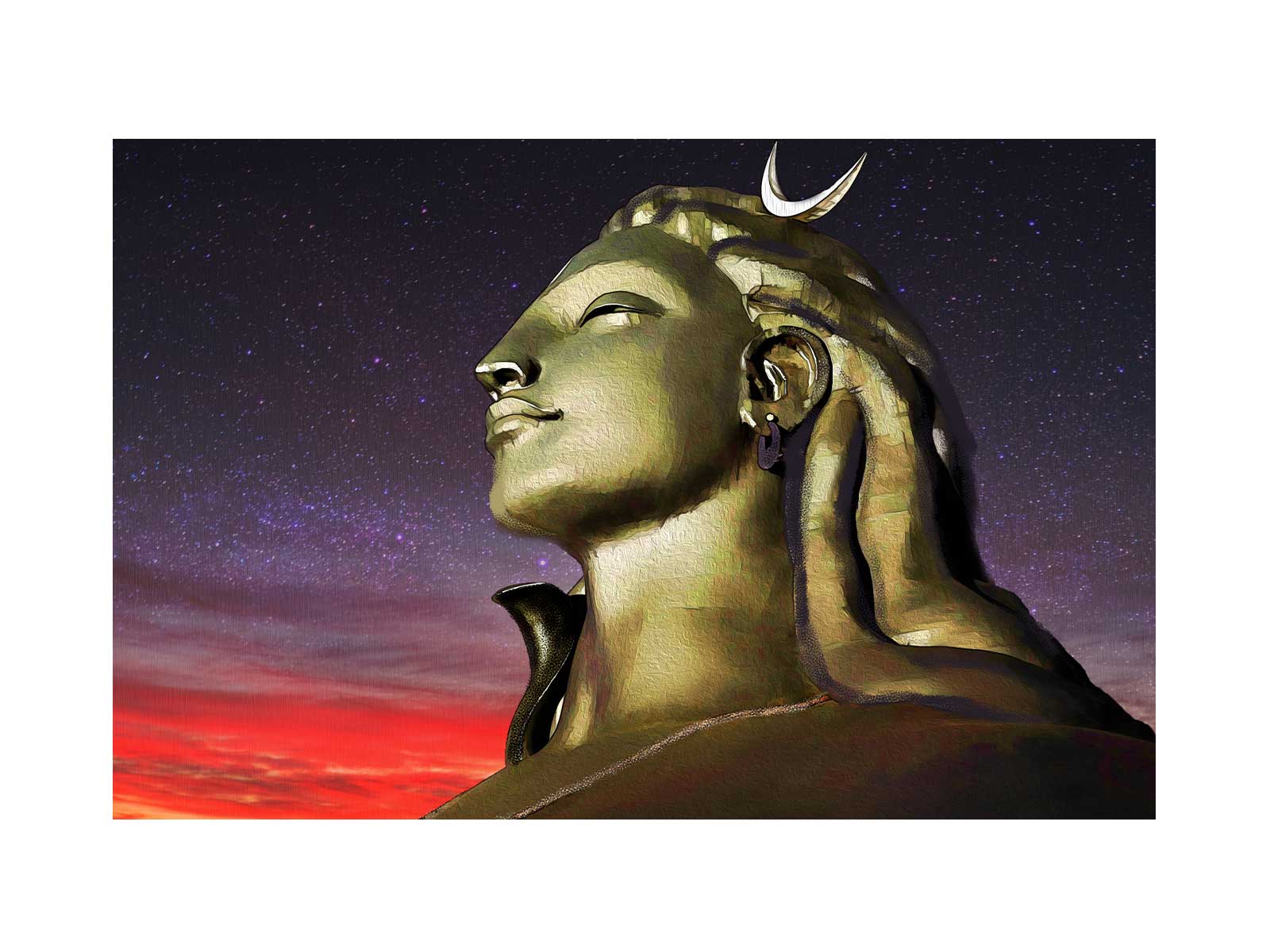 Adiyogi Shiva Golden Painting Art Print.