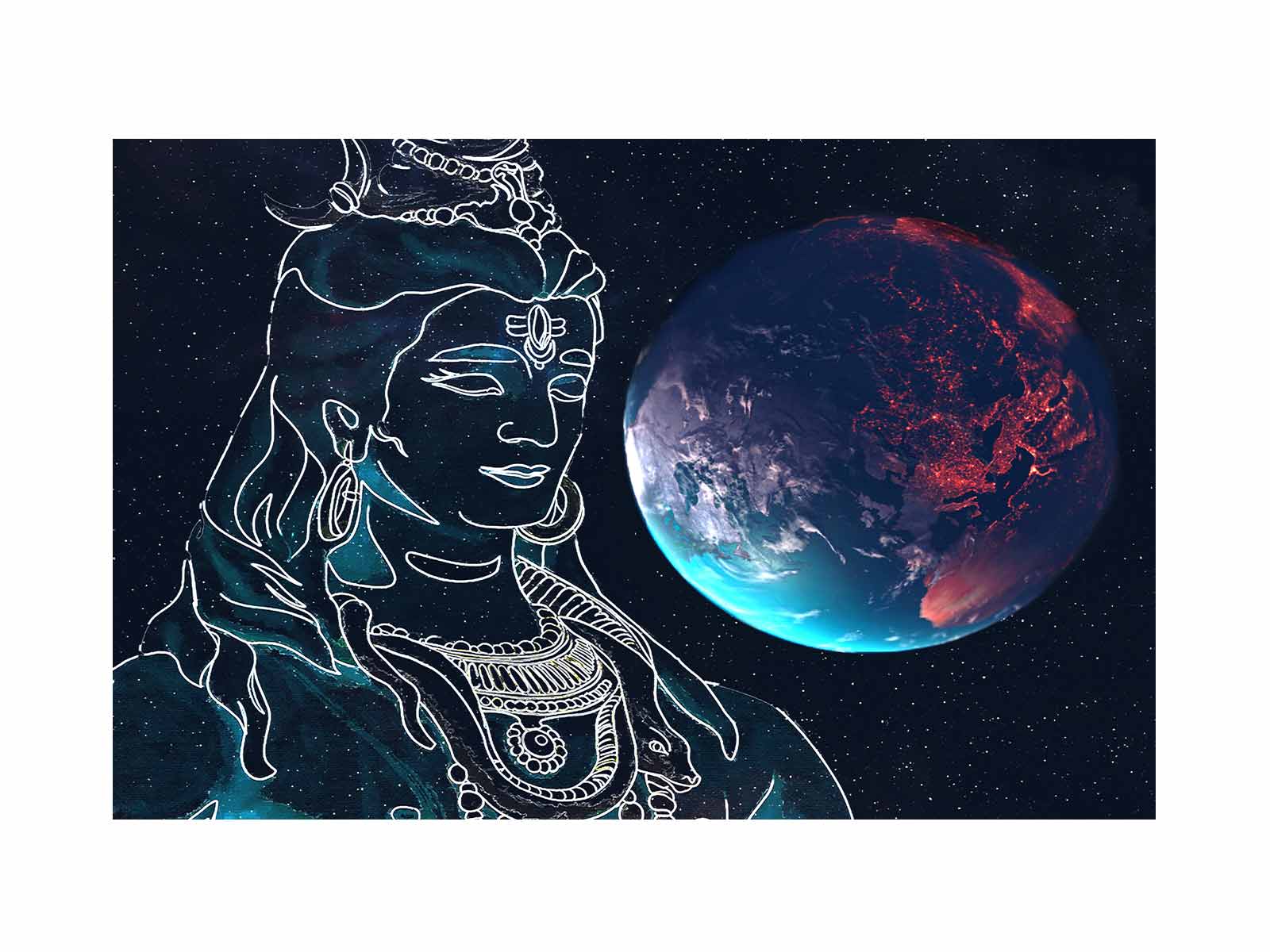 Shiva Moon Painting Art Print.
