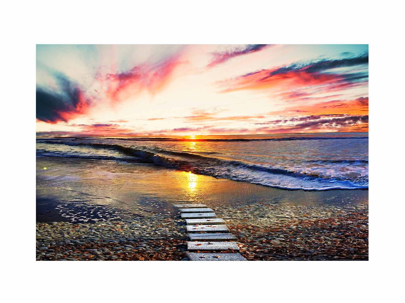 Beach Path Sunrise Painting Art Print.