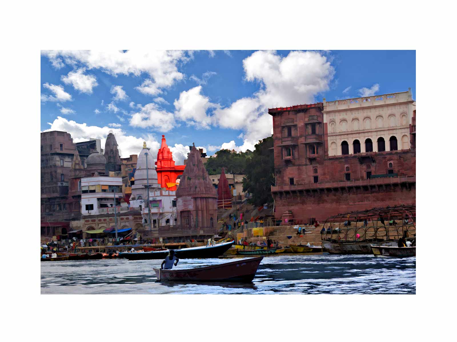 Varanasi Ganga River Painting Art Print.