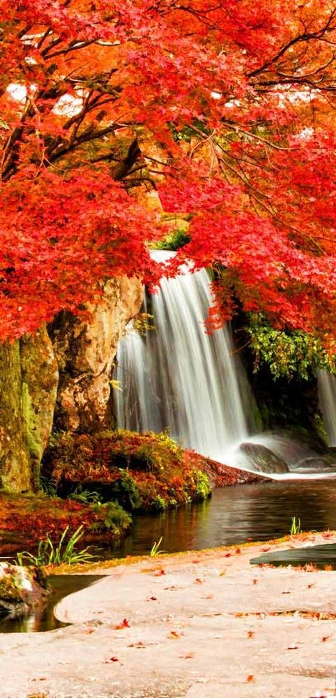 Vertical Waterfall Painting Wall Art & Canvas Print