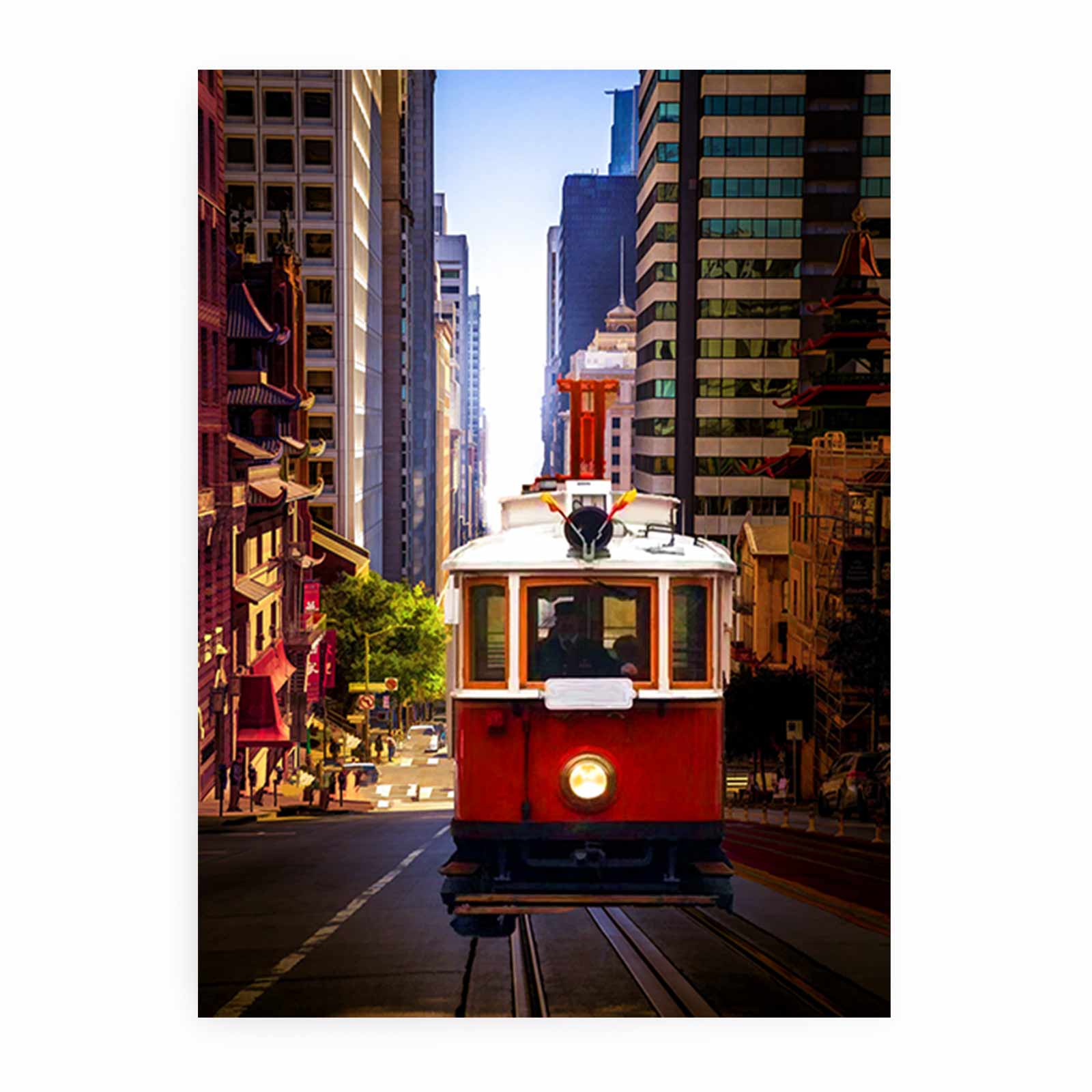Building Tram Painting Art Print.