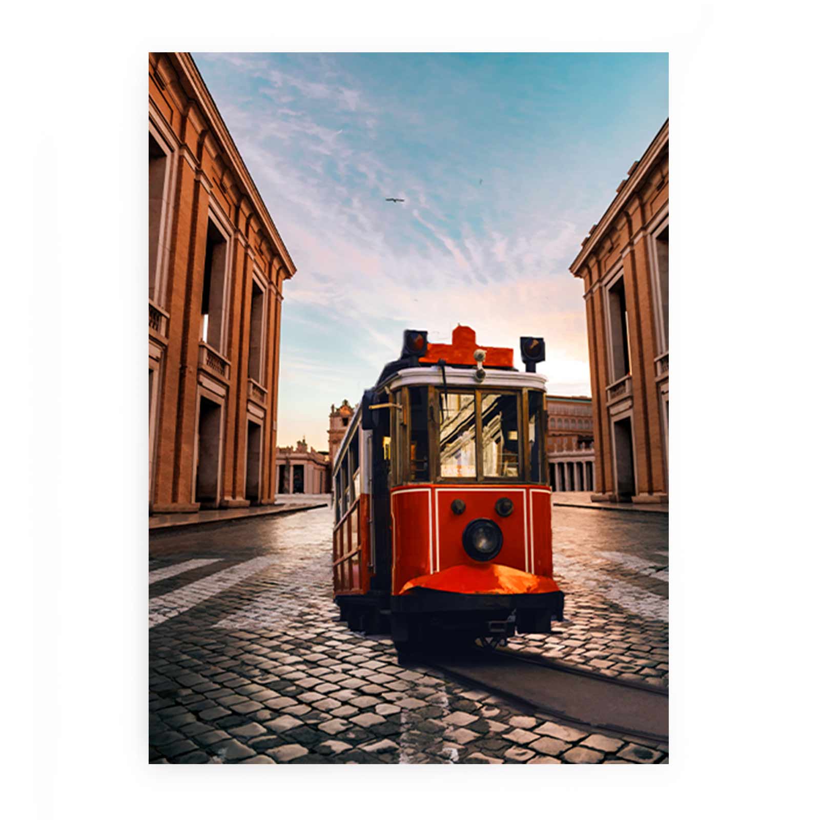Tram Red Painting Art Print.